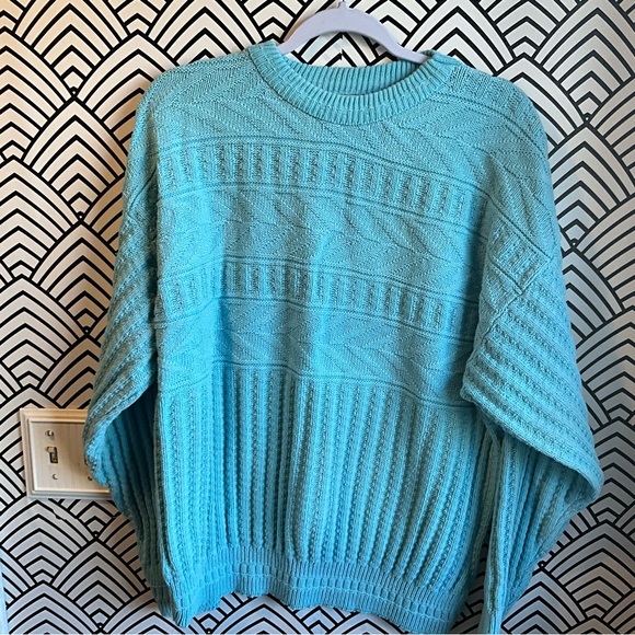 Vintage | Sweaters | Vintage Turquoise Sweater The Fox Collection ...